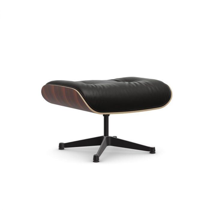 Ottoman Lounge Chair - Cuir premium noir / Palissandre Santos ...